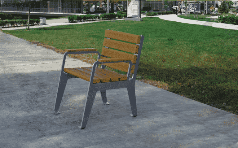 Courtyard Chair | Silver Powder Coated Frame | Recycled Plastic Slats