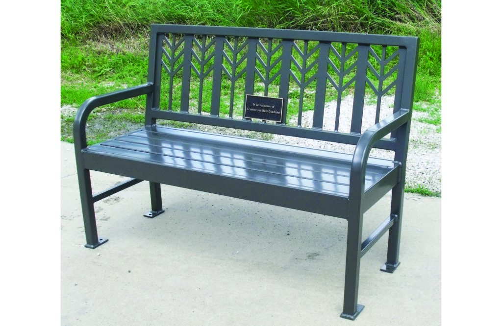Strap Steel Bench with Ornate Backrest | Streetscape | Kay Park