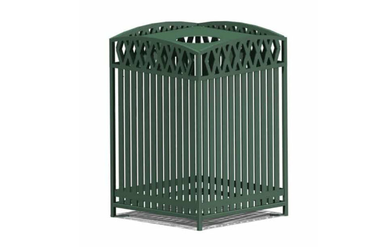 Square Litter Receptacle | Strap Steel | 32 Gallon | Kay Park