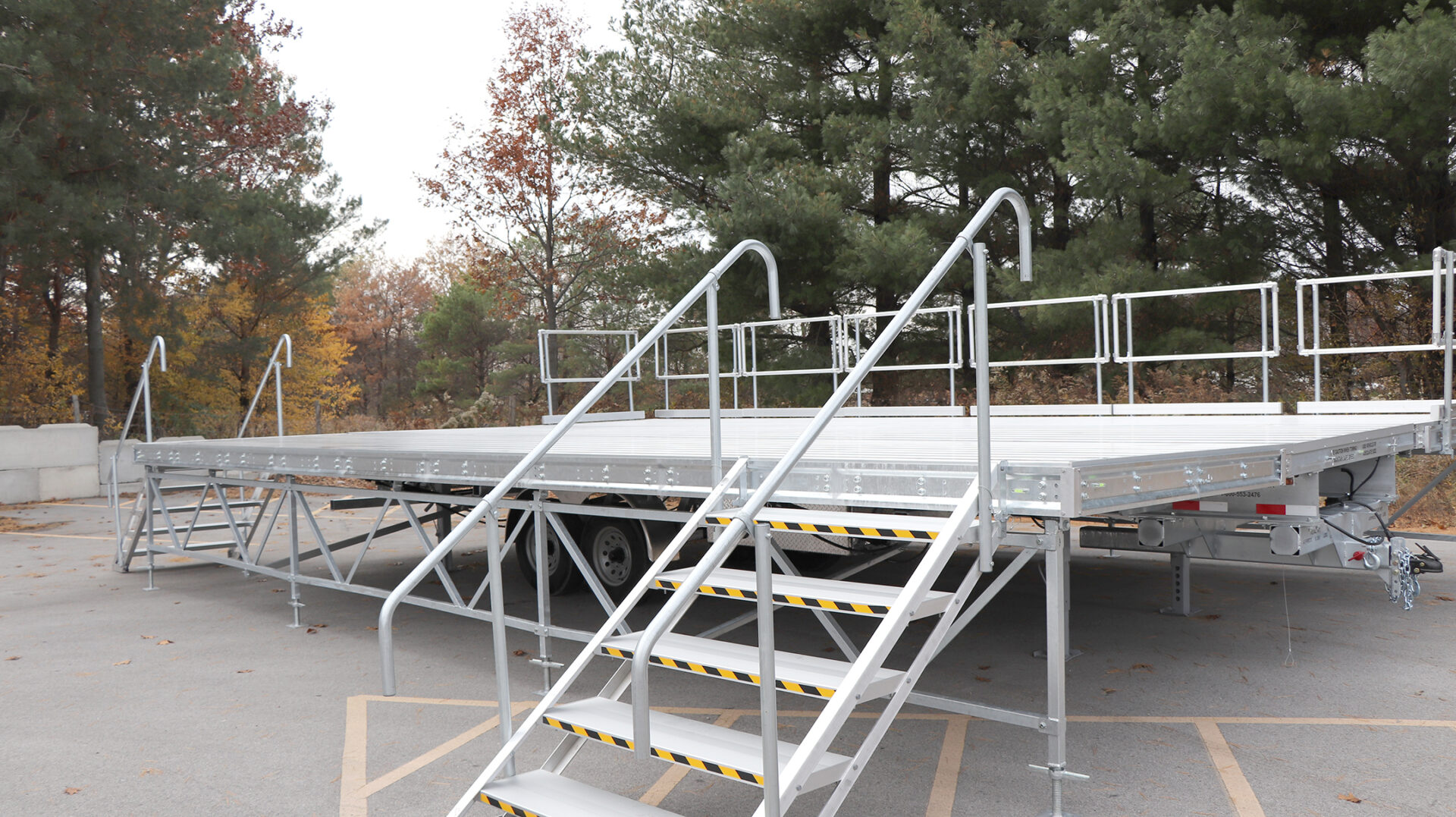 30' x 20' Mobile Stage: Towable Elevated Stage Trailer w/ Guardrails ...