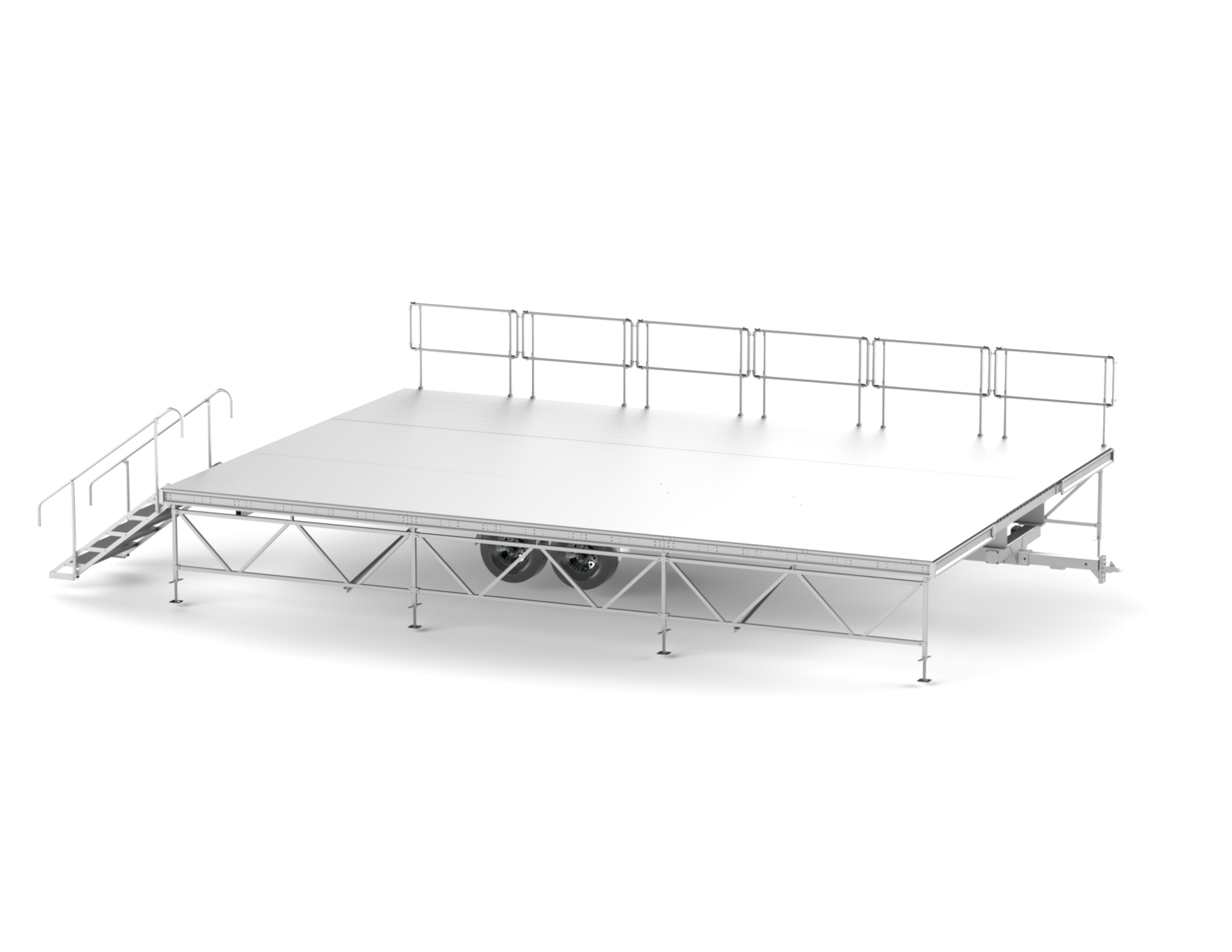 30' x 20' Mobile Stage: Towable Elevated Stage Trailer w/ Guardrails ...